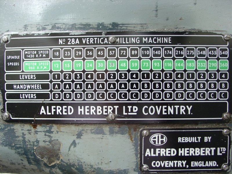 Herbert Type 28A Vertical Milling Machine