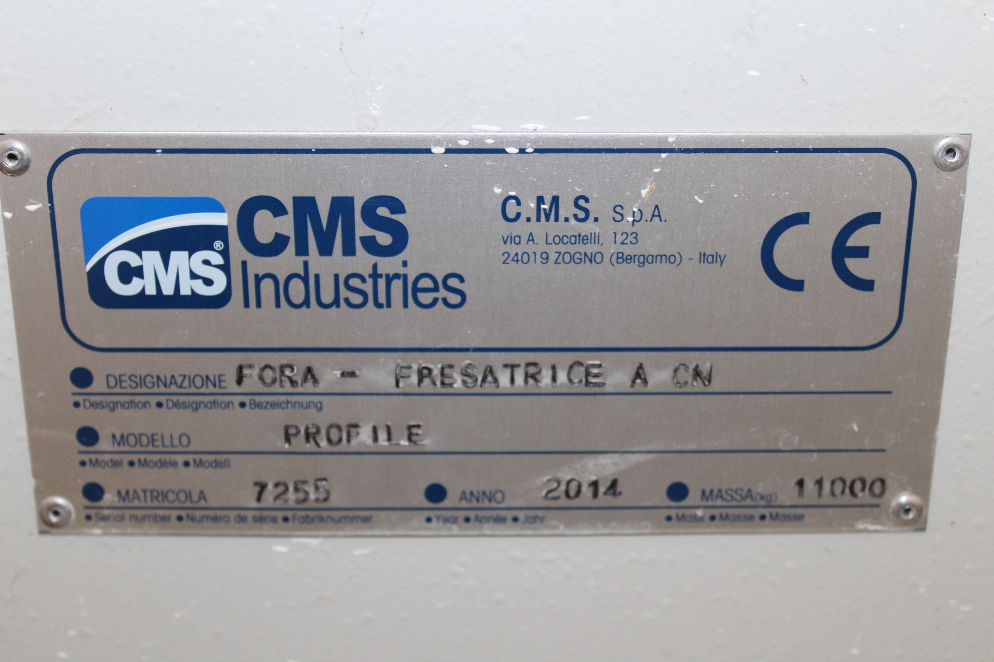 CMS Industries Model Profile CNC Vertical Glass Machining Centre