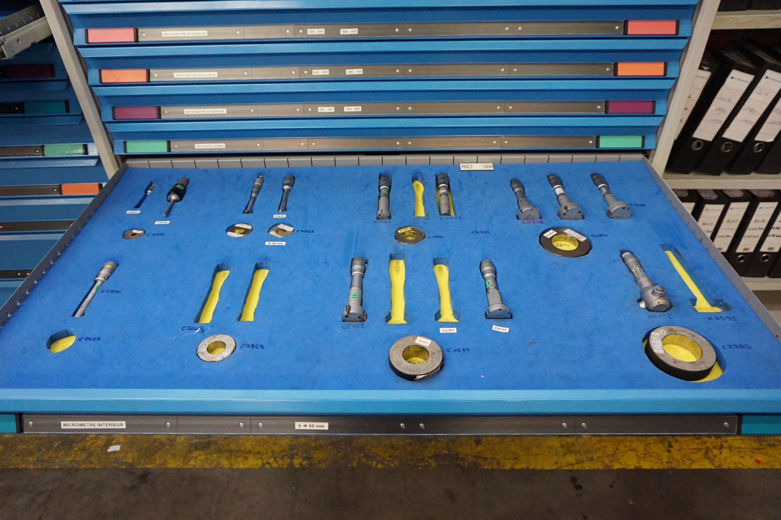 13 Drawer Cabinet with Micrometers