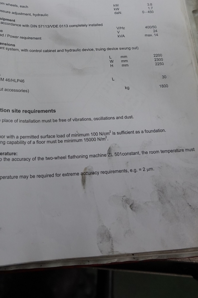 Stahli ZL501 Two Wheel Flat Honing Machine with Stahli Control