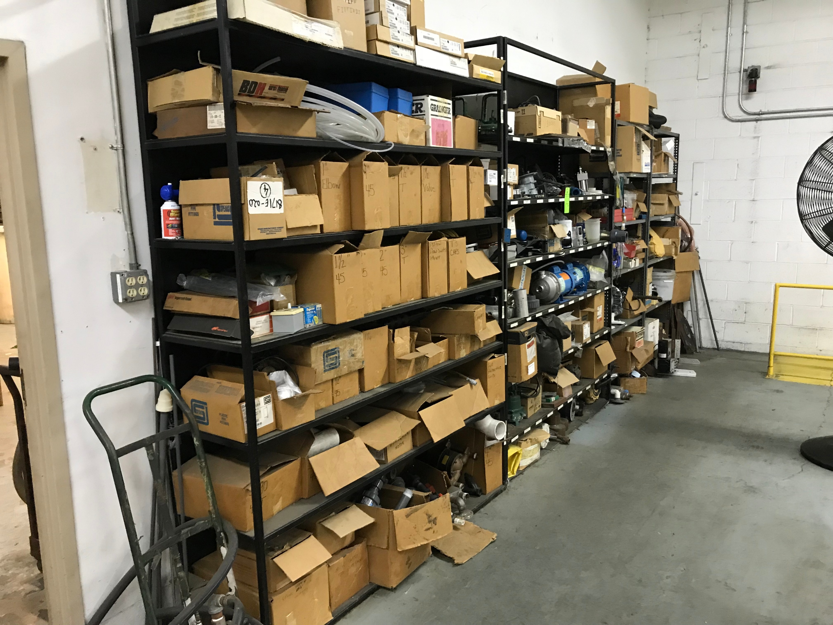 (3) Sections of Racking w/ Maintenance Shelving w/ Contents Including ...