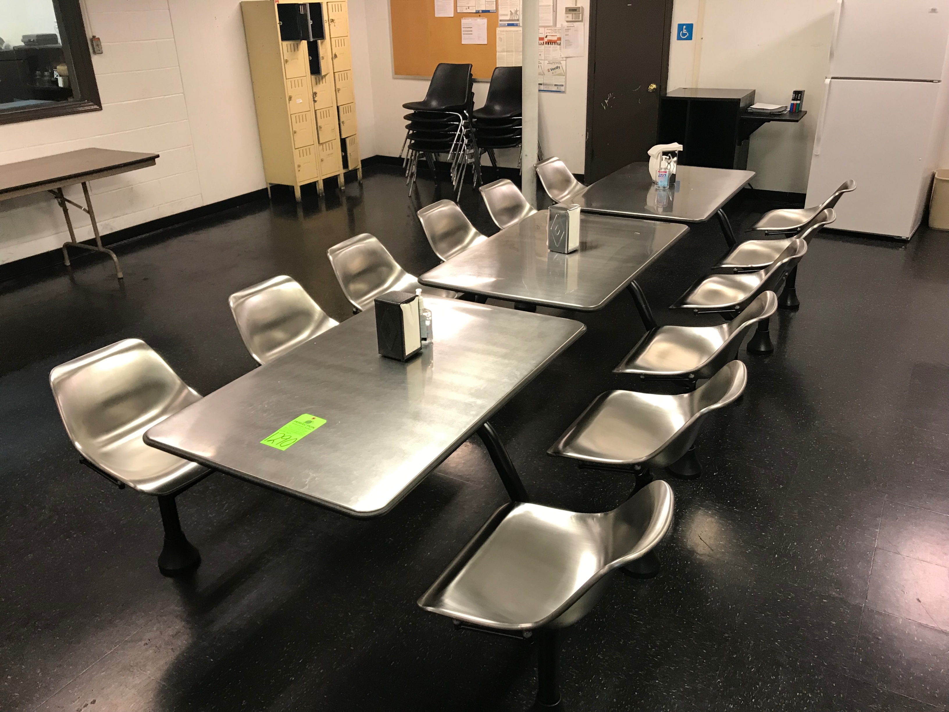 Lot of (3) SS Break Room Tables and Chairs