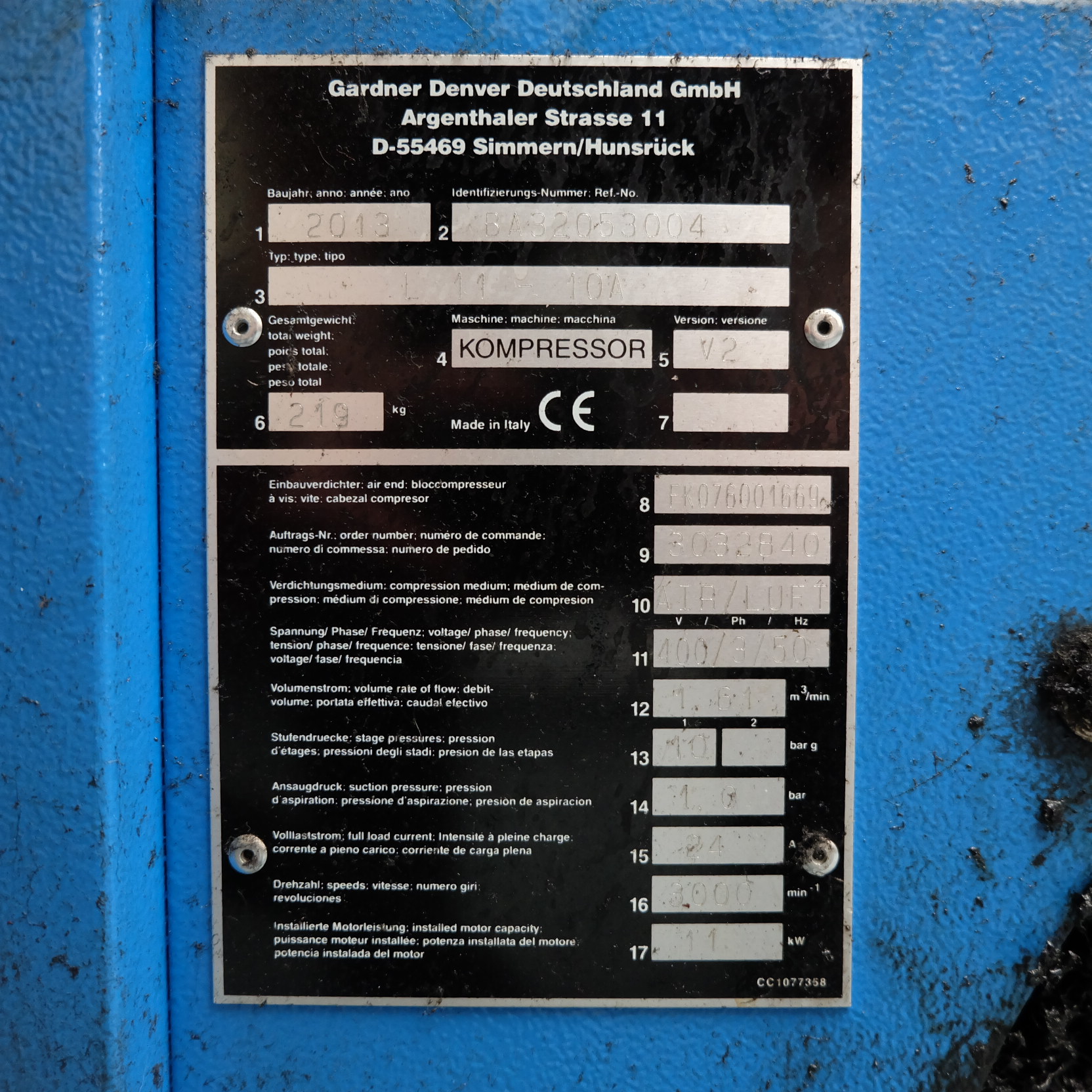 CompAir Type L11-10A Rotary Compressor