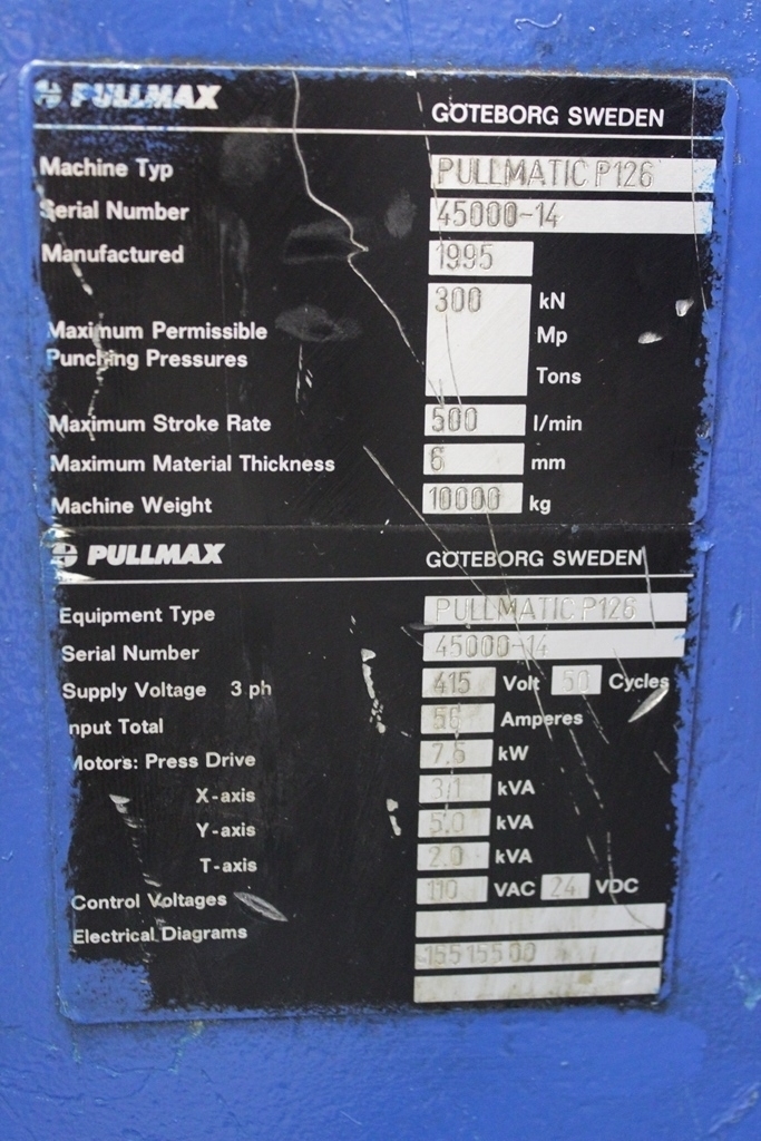 Pullmax Pullmatic 126 30 ton Punch Press with C400 PC Control