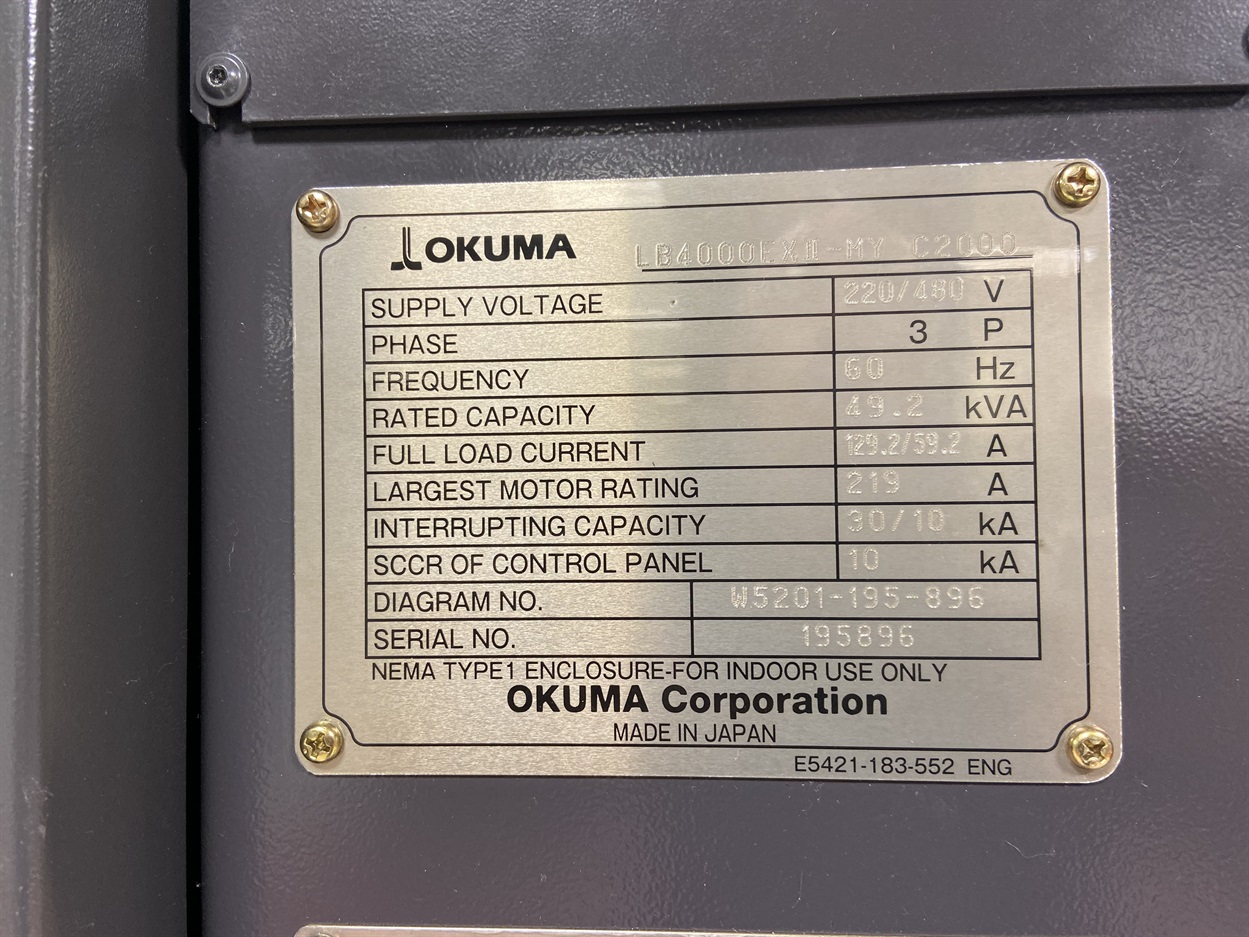 OKUMA LB4000 EX-II MY 2000 CNC Turning Center