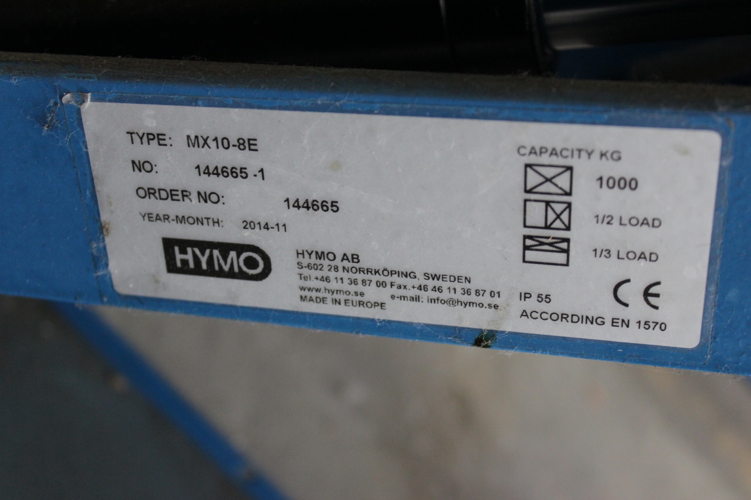 Hymo MX10-8E Hydraulic Scissor Lift Table