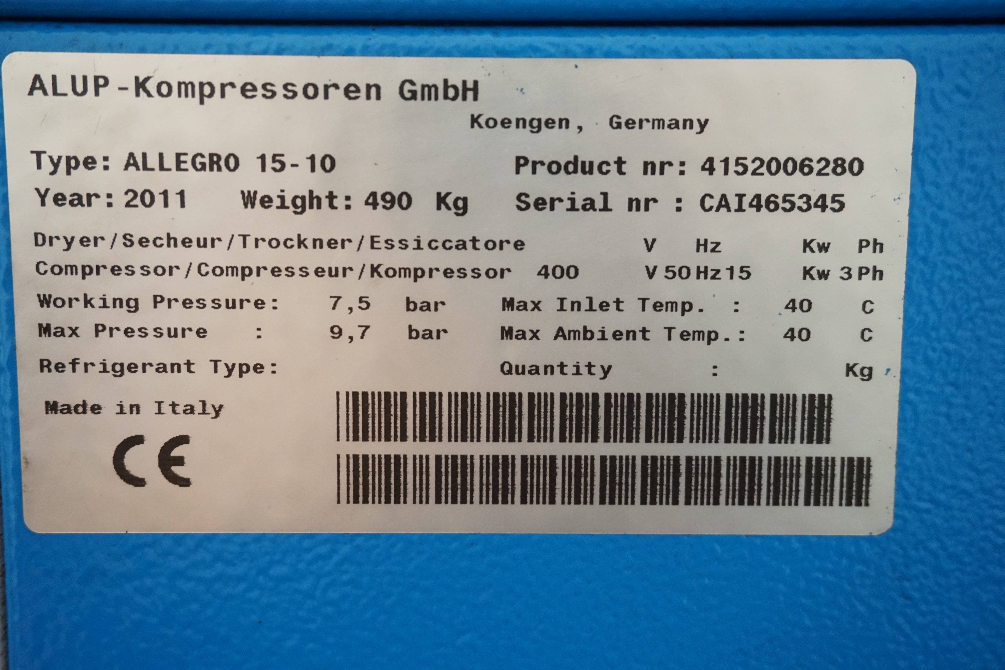 Allegro 15-10 Air Compressor