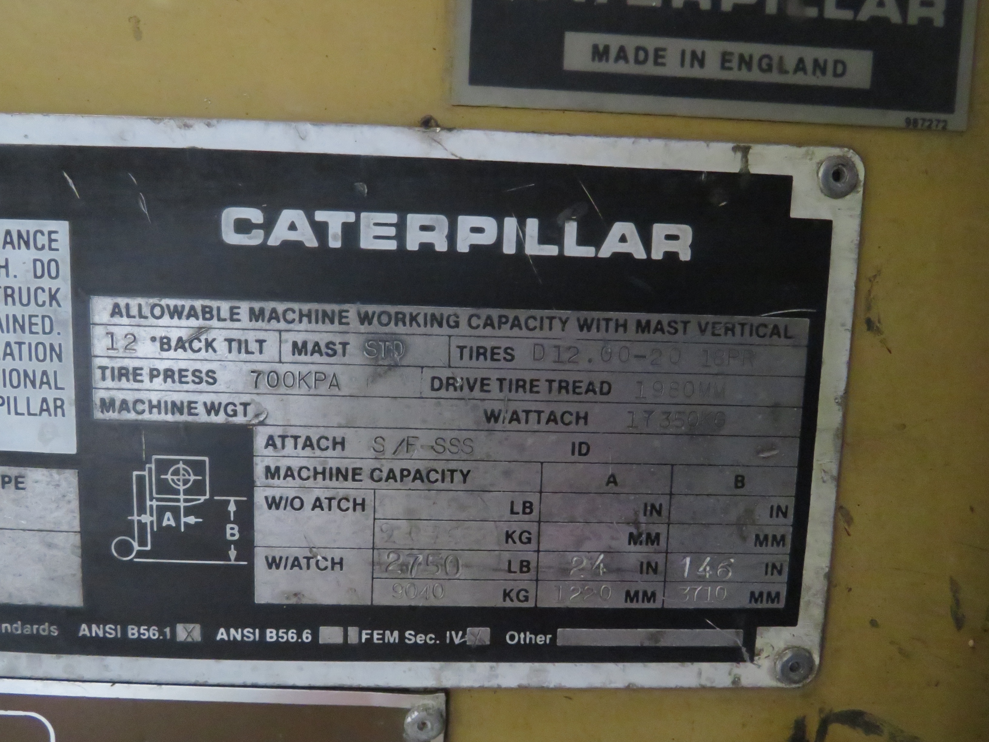 Caterpillar V300B Diesel Forklift Truck Type D