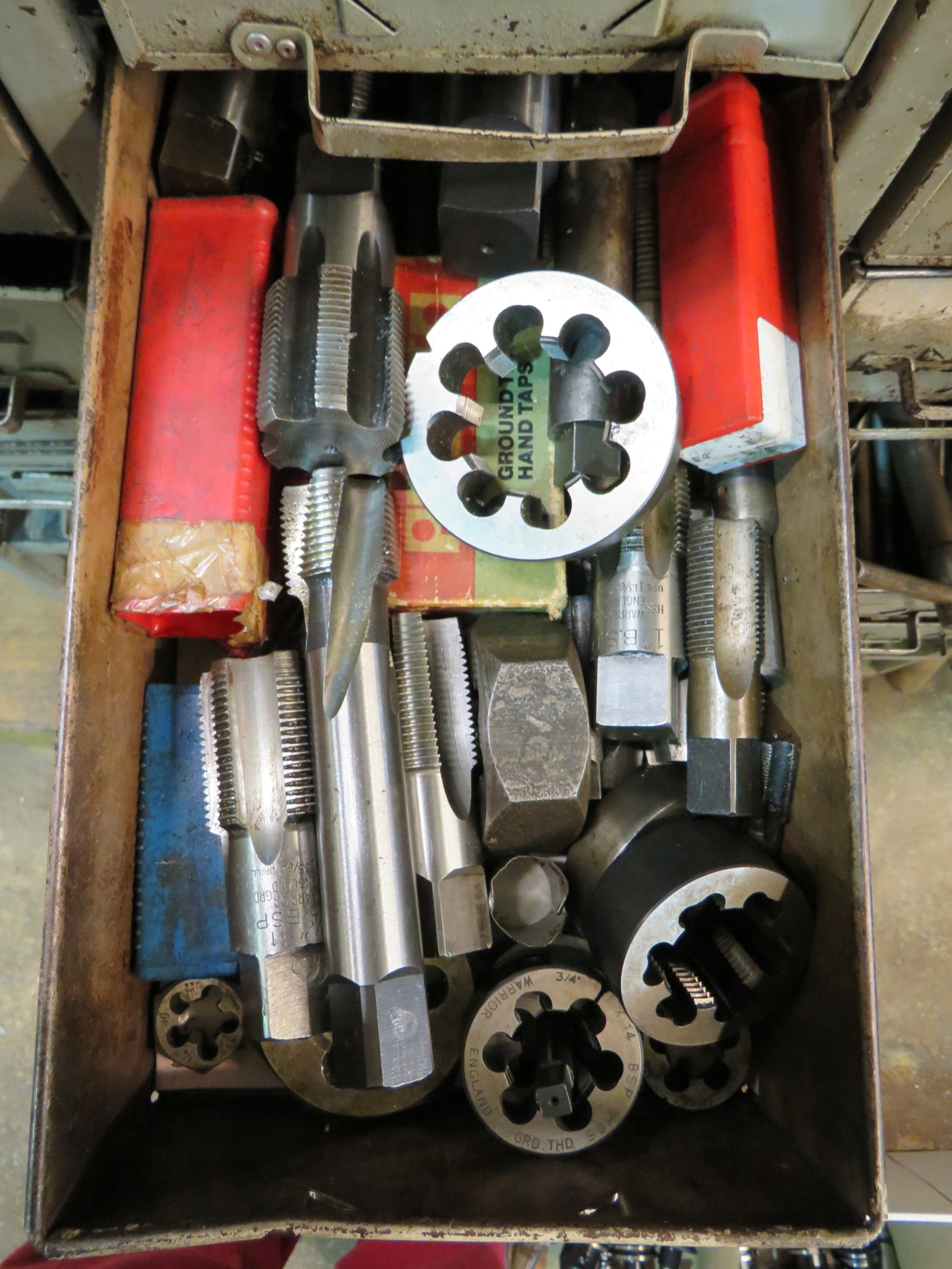 Storage Rack with Reamers, Metric Taps, Drills