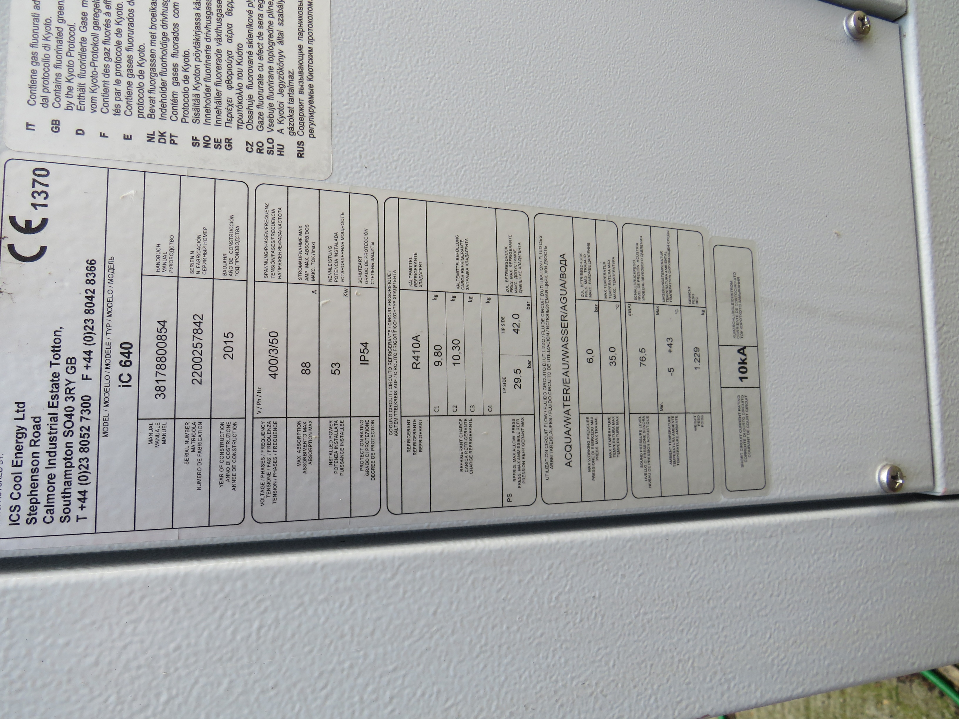 ICS IC-650 Refrigerant Chiller