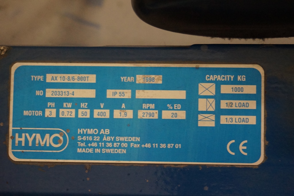 Hymo AX10-8/6-800T Hydraulic Table