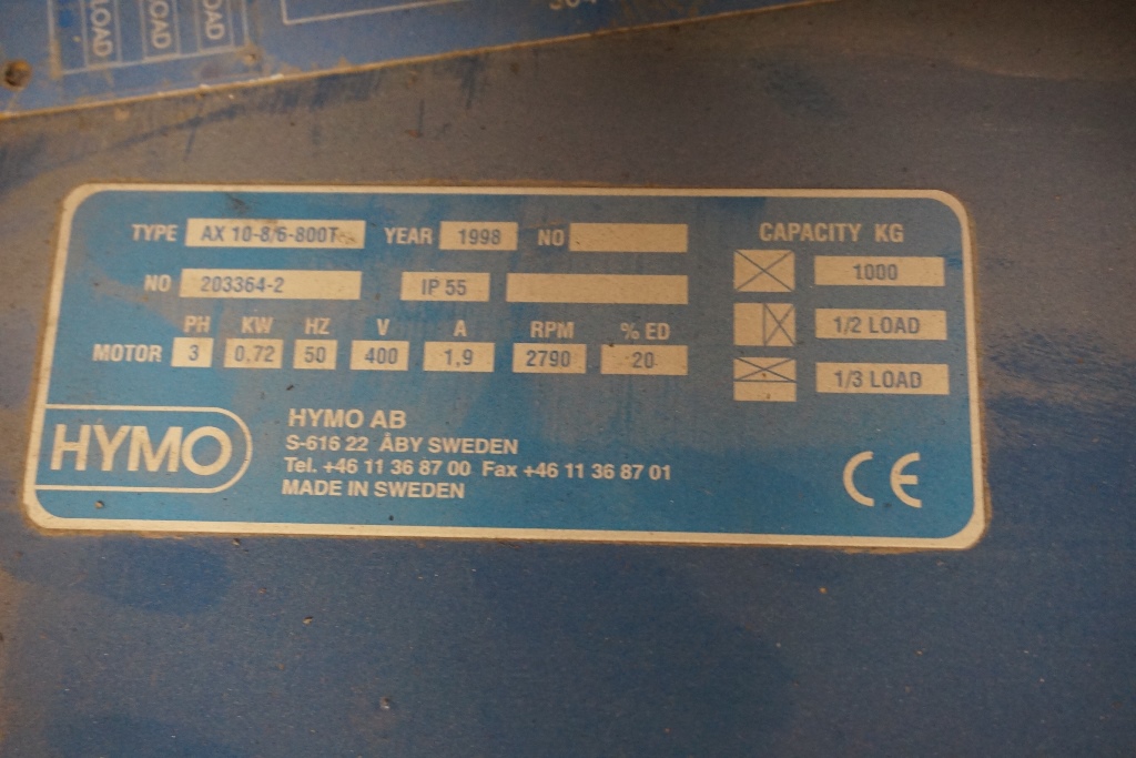 Hymo AX10-8/6-800T Hydraulic Table