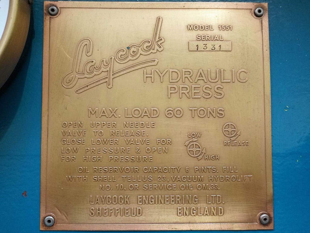 Laycock Model 1551 Hydraulic Press