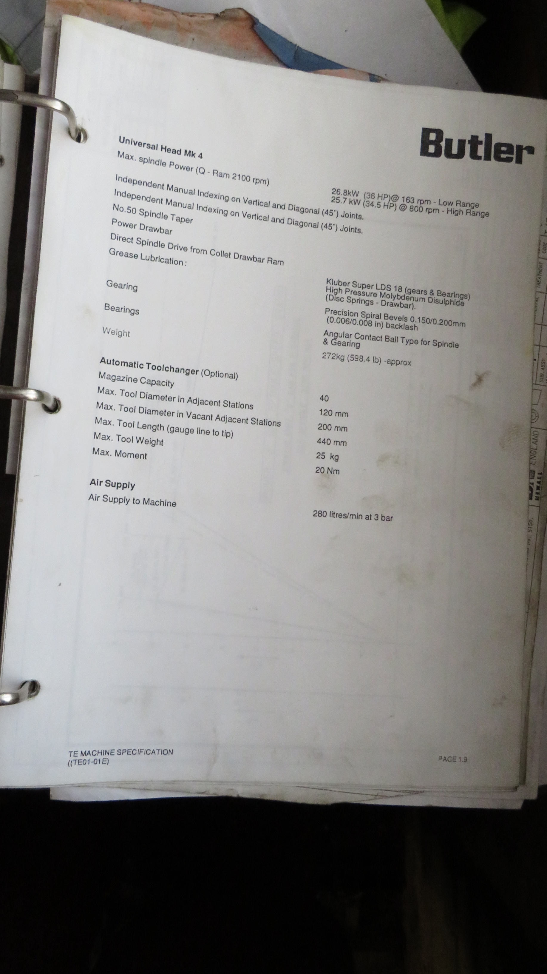 Butler Newall 3000 Elgamill Type Milling Machine
