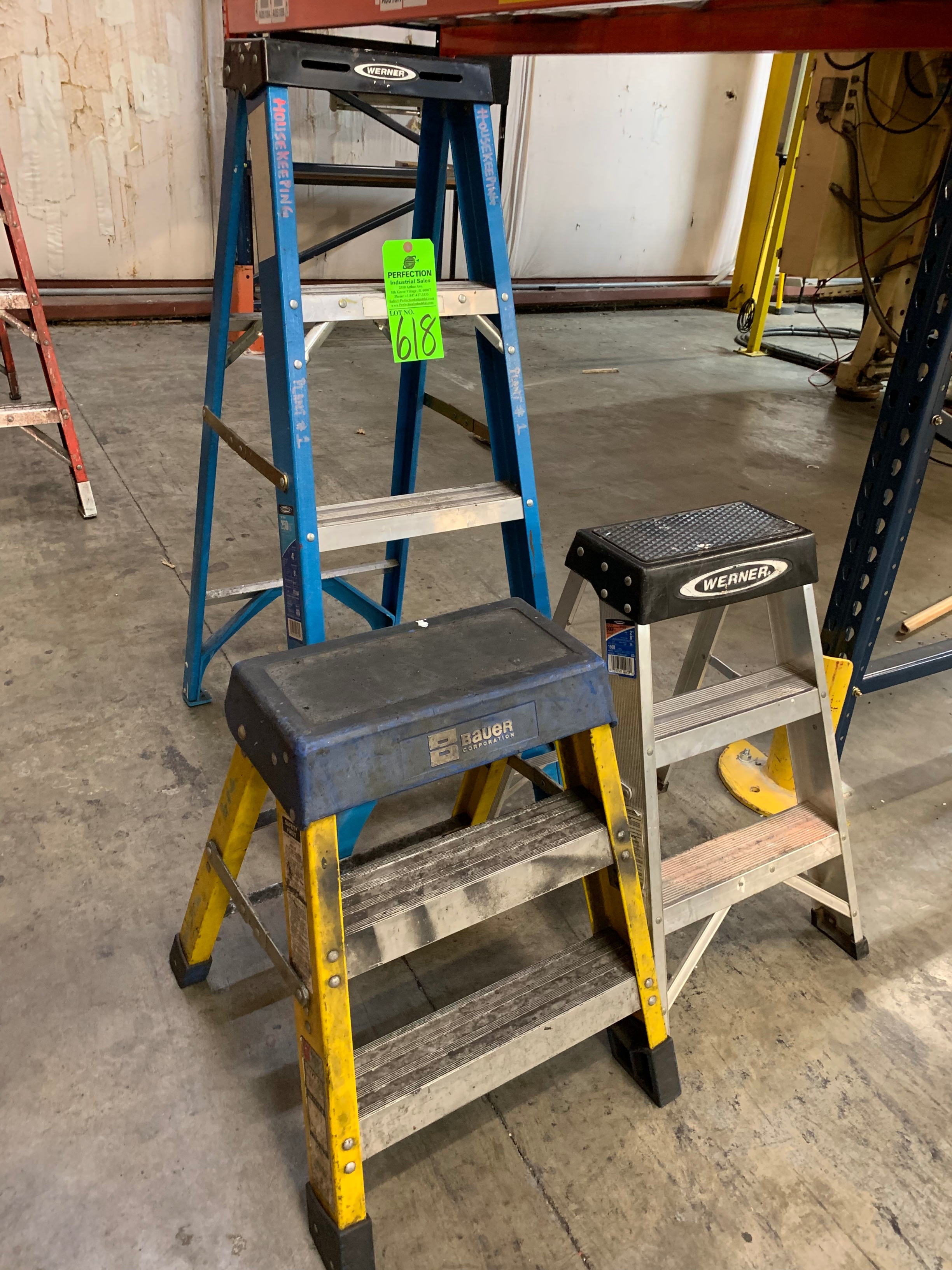 Lot Comprising Werner 4' and (2) Werner and Bauer 2' Step Ladders