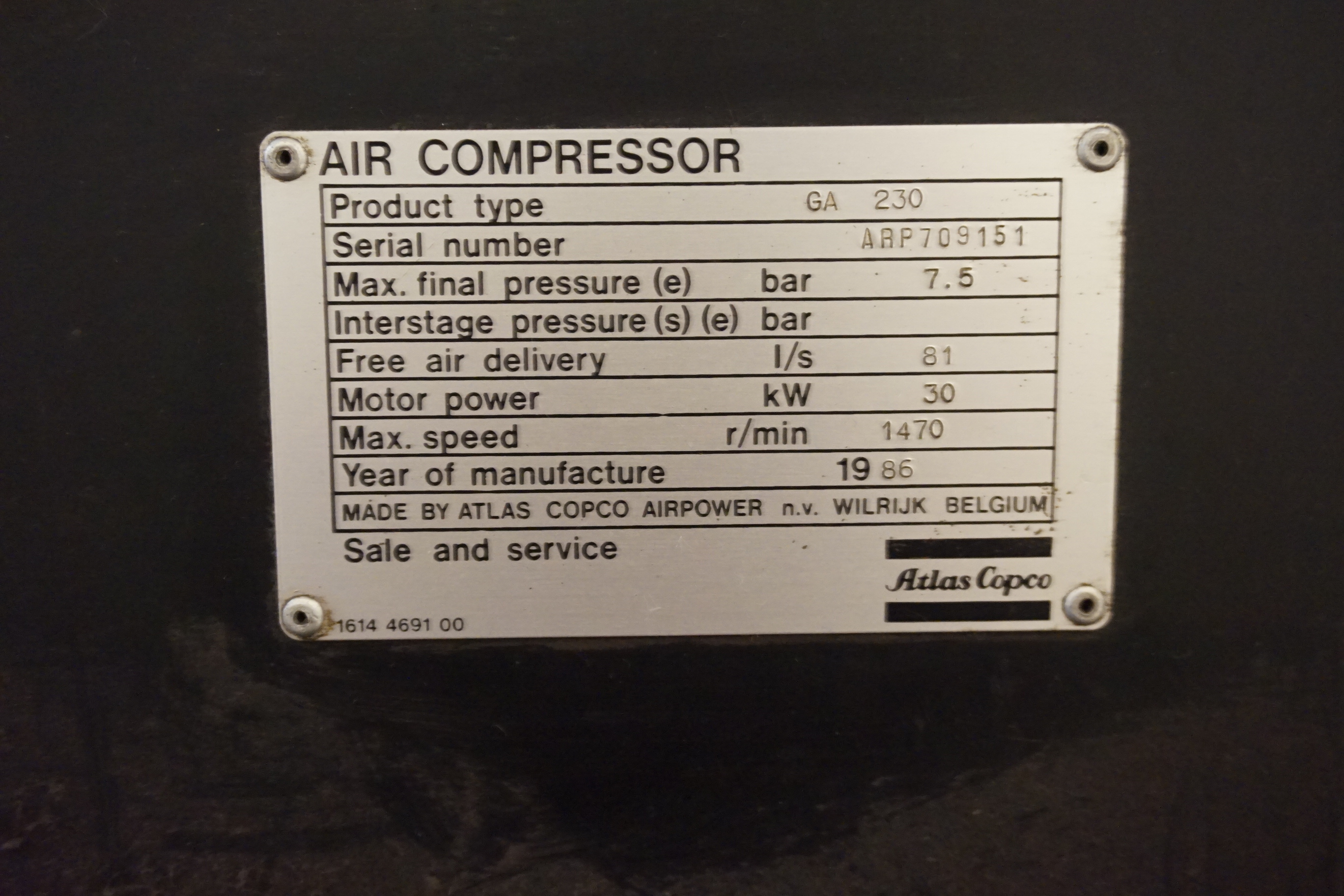 Atlas Copco GA 230 Compressor