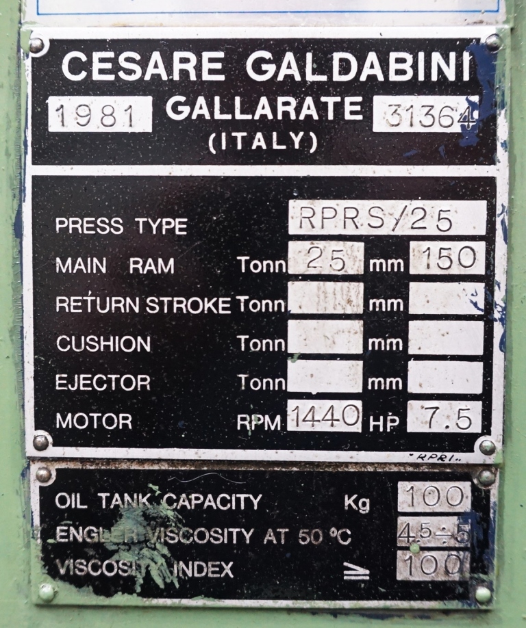 Galdabini Type R.PRS/25 Straightening Press