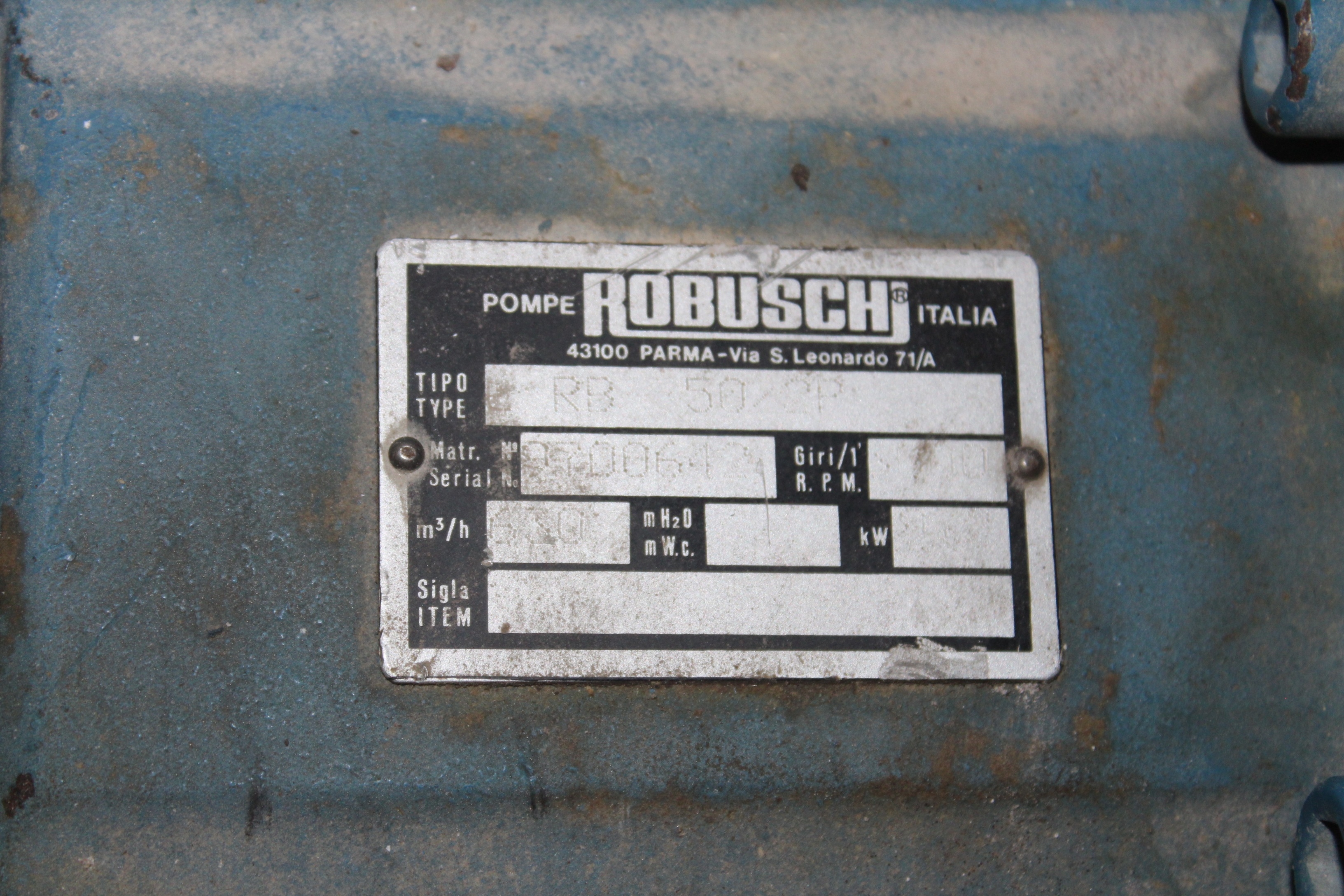 Robuschi Type RB50/2P Vacuum Blower