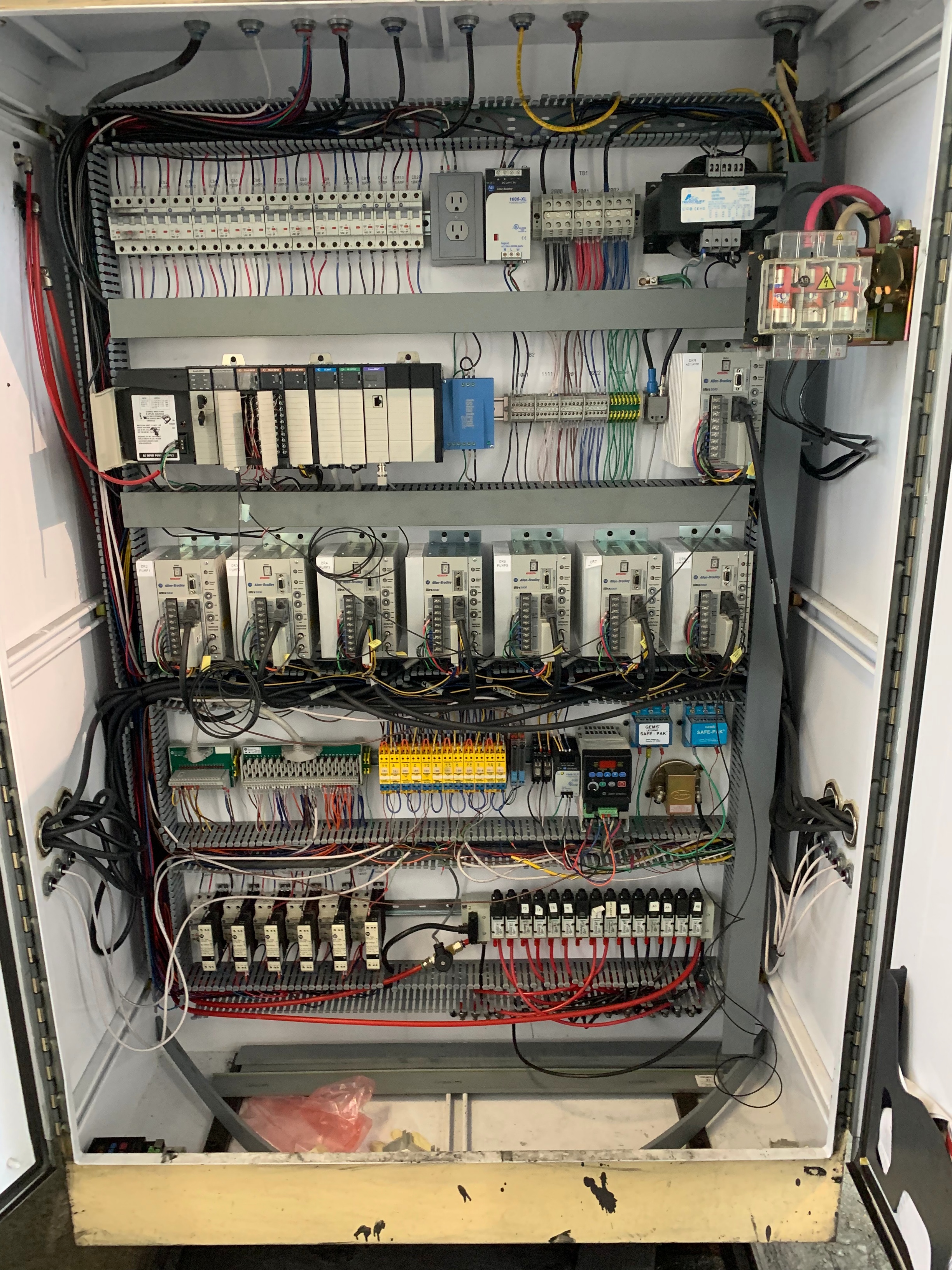 Control Cabinet w/ Contents Including All Electrical Relays, Contactors ...