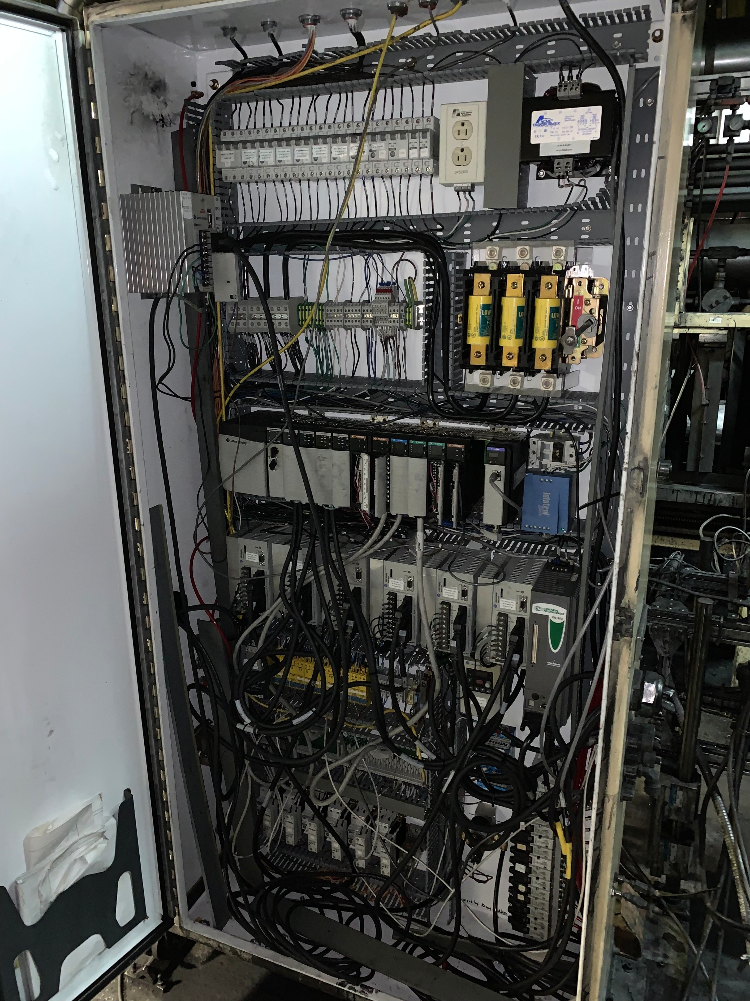 Control Cabinet w/ Contents Including All Electrical Relays, Contactors ...