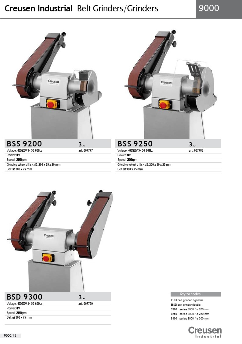 Creusen BSS 9200 Belt Linisher/Grinder