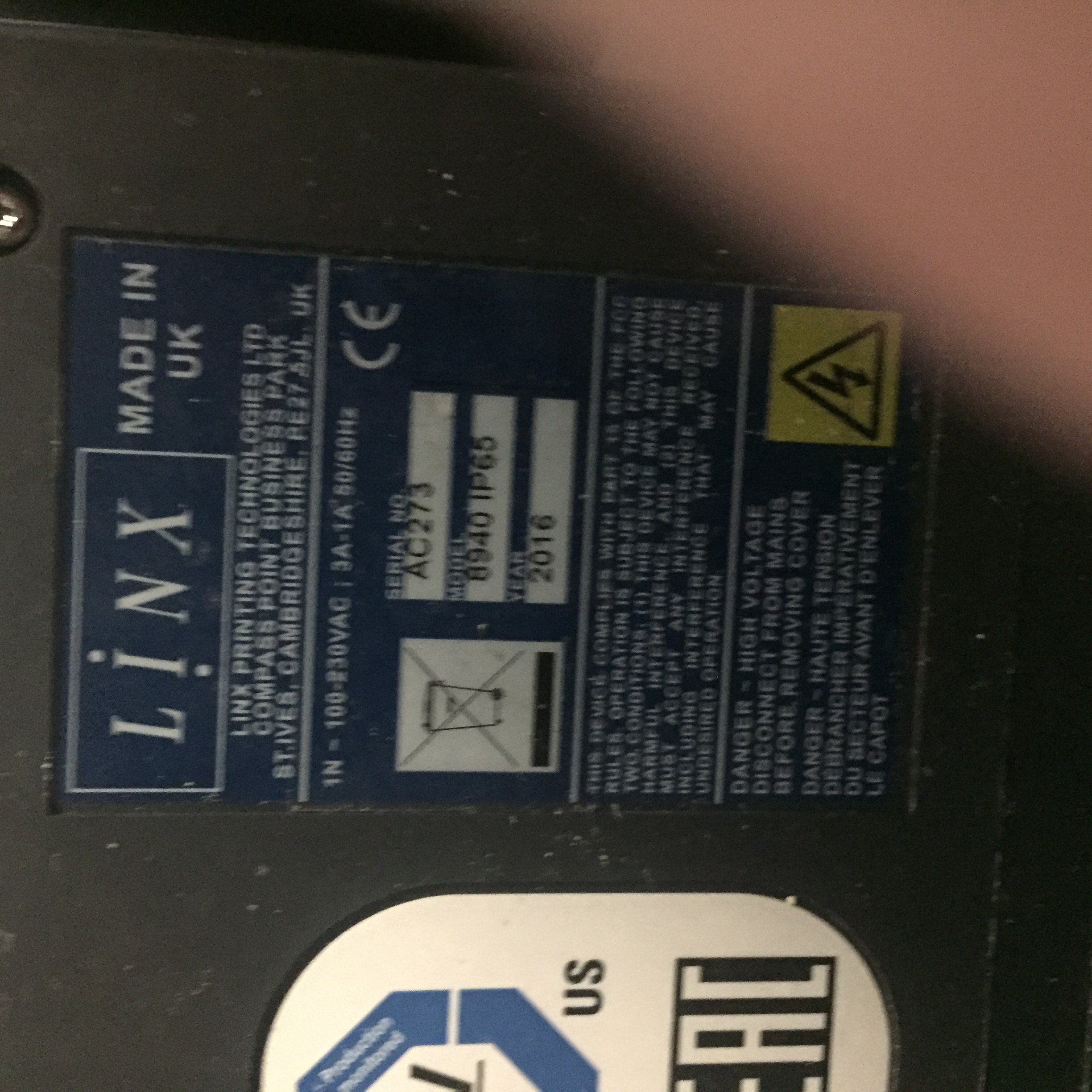 Linx Continuous Inkjet Printer 8940-IP65