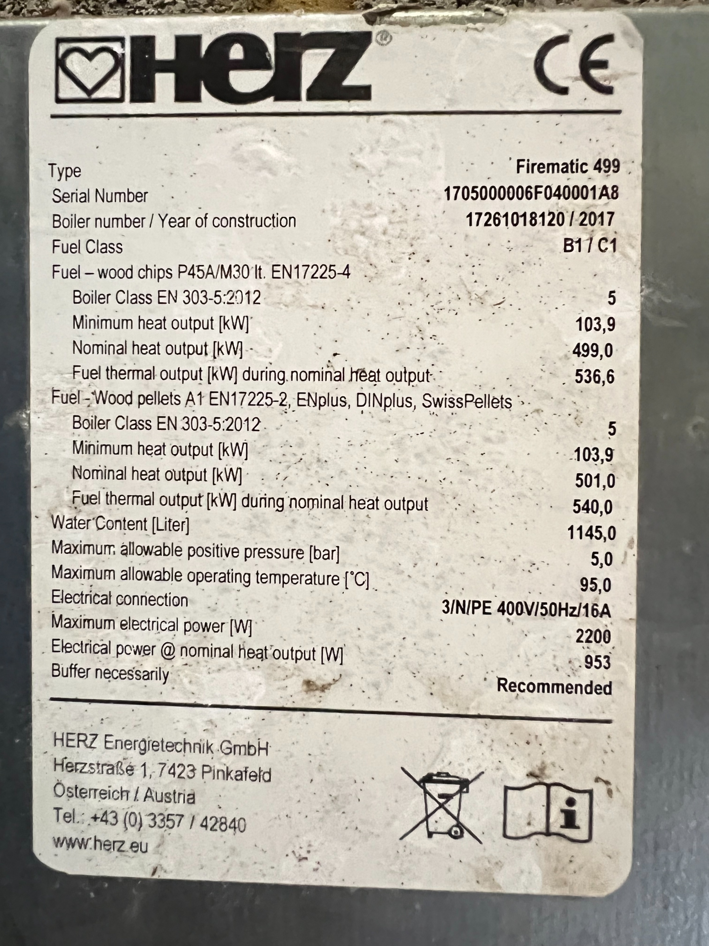 Herz Firematic 499kW Woodchip Biomass Boiler (Heating)