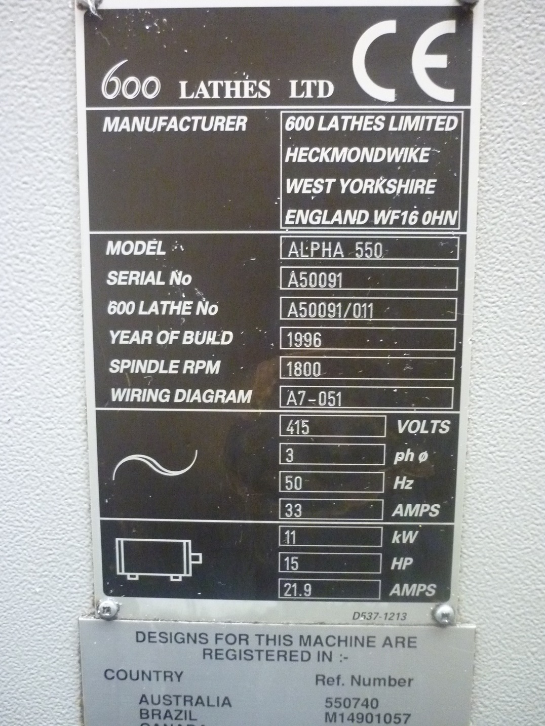Harrison Alpha 550 CNC Lathe