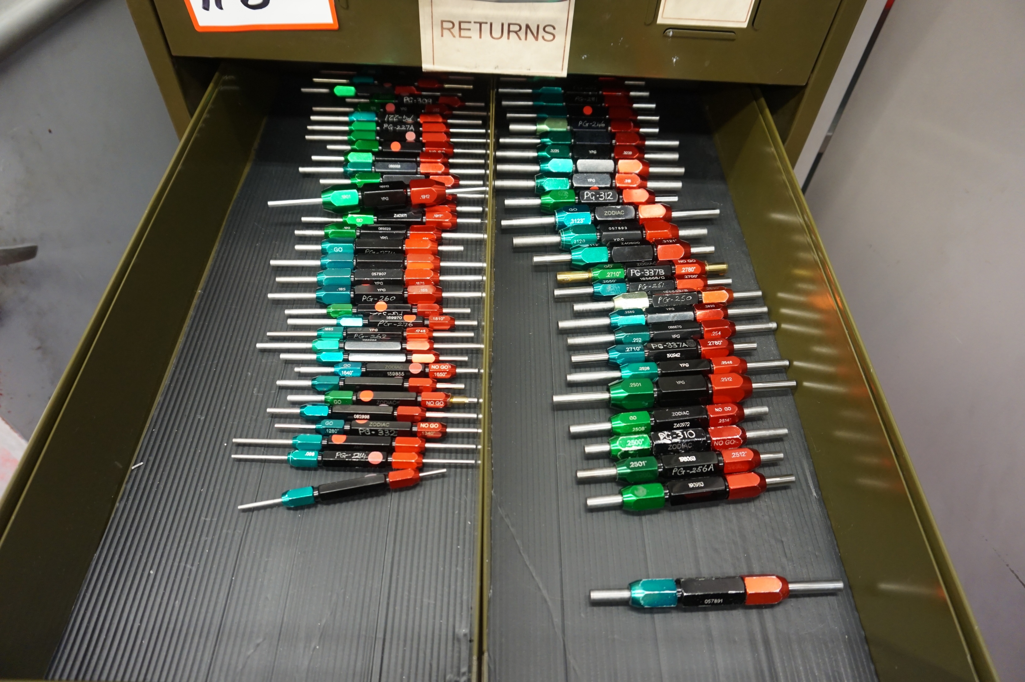 Cabinet with Qty of Plug Gauges