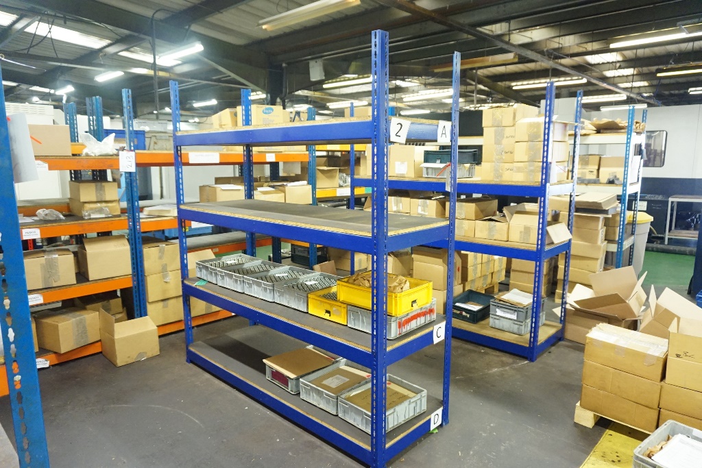 Single Bay 4 Tier Shelf, (5) Bays 4 Tier Racking 2000mm x 180mm Traverse