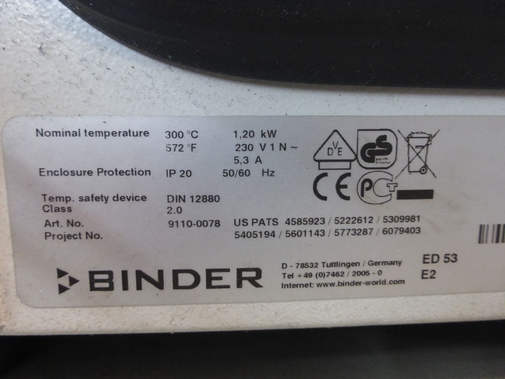 Binder 300 Degree Oven