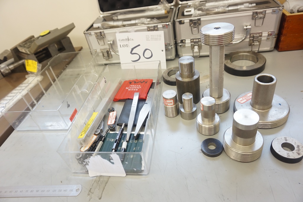Qty of Bore Micrometers, Thread Gauges, V Block and Small Vice