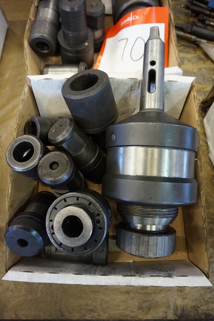 (2) 5 Morse Taper Tapping Boxes & Collets