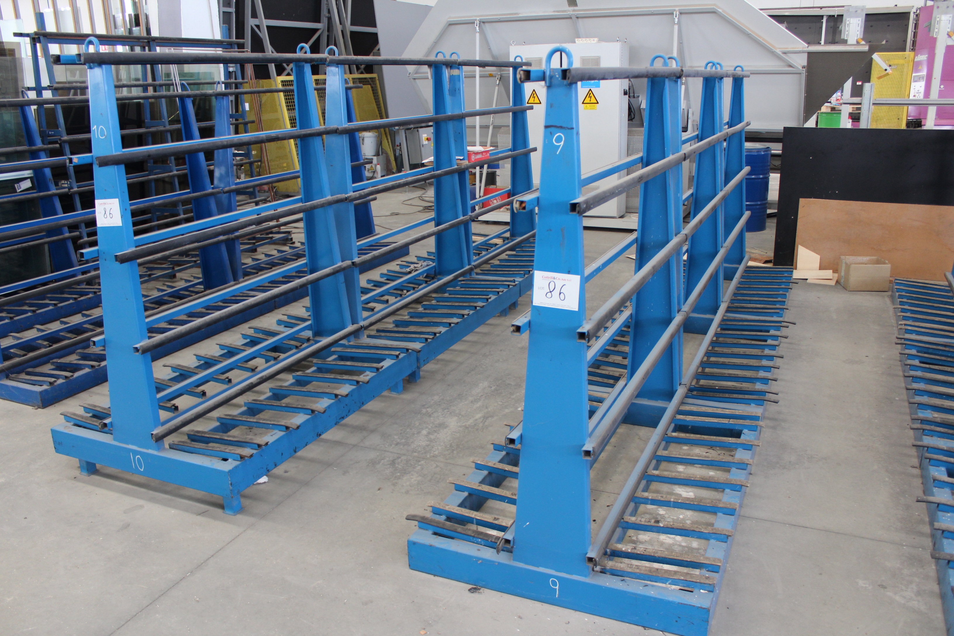 (6) x Double Sided Static Glass Storage Racks with Contents