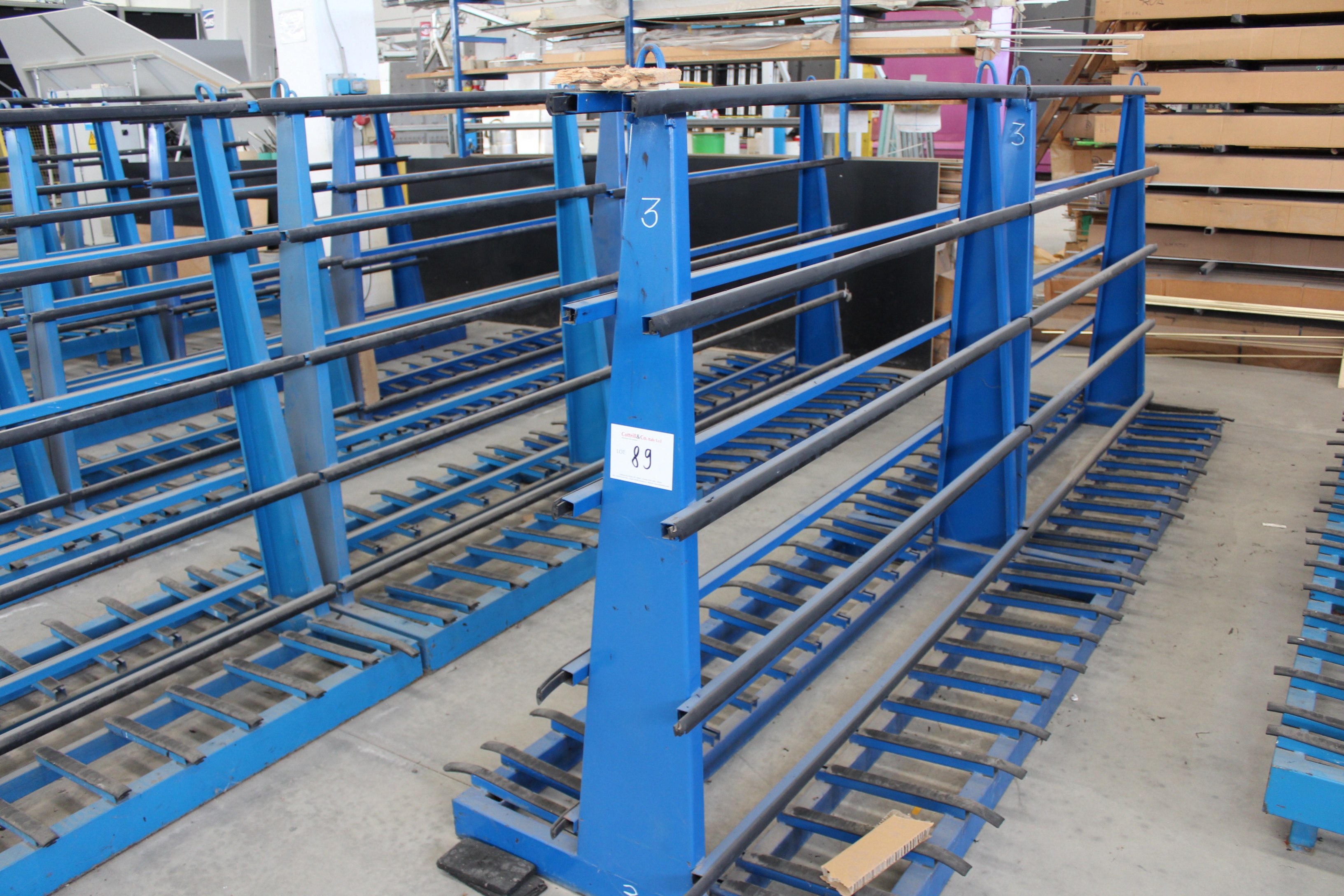 (5) x Double Sided Static Glass Storage Racks with Contents