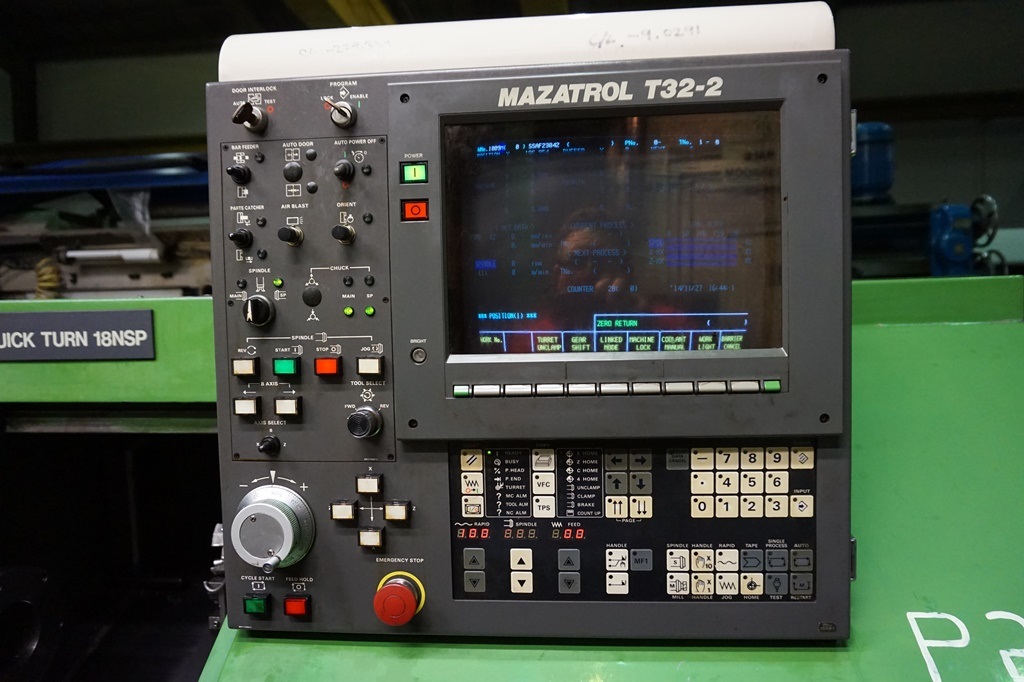 Mazak Quick Turn 18NSP CNC Lathe with Mazatrol T32-2 Control